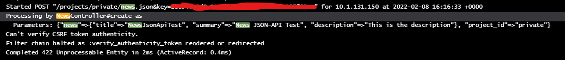 Defect #33029: API POST requests fail with 422 Can't verify CSRF token ...